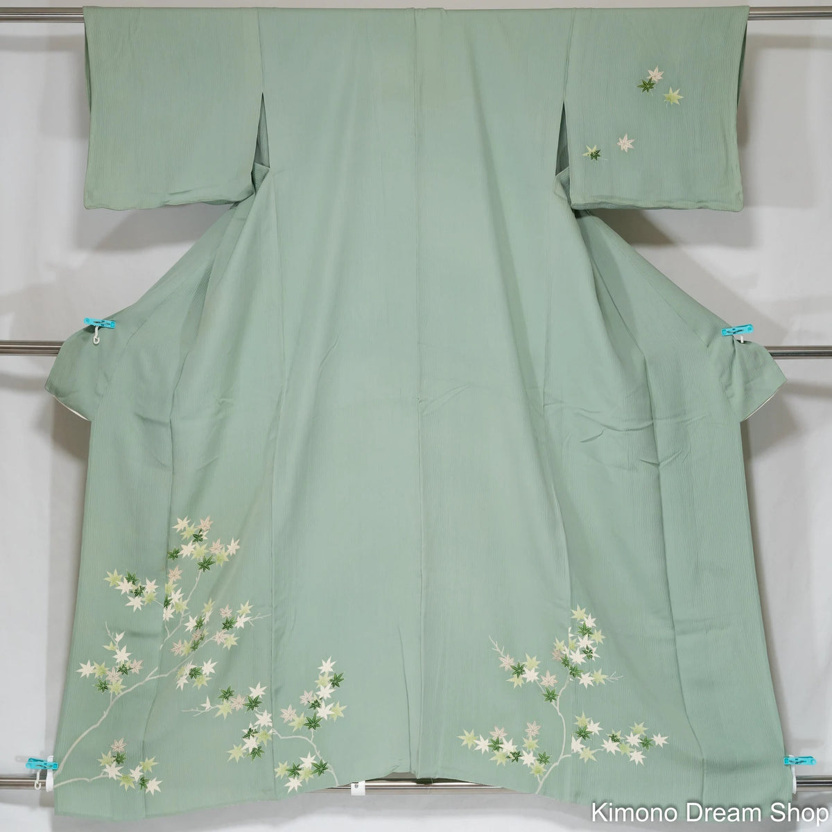 Retro 1960s Yukata with Hand-Painted Maple Leaves - Very Soft Silk wit ...